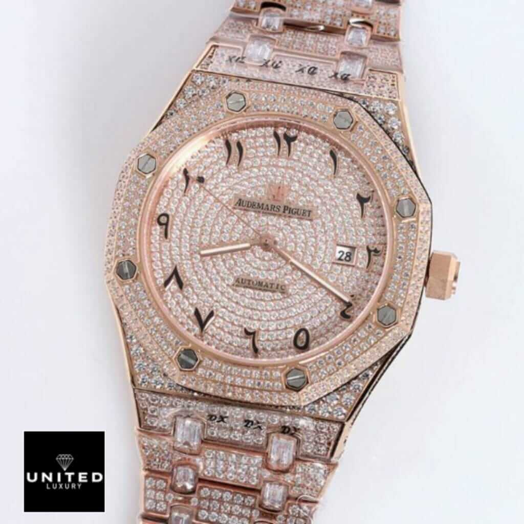 Audemars Piguet Royal Oak Iced Out Rose Gold Replica | United Luxury